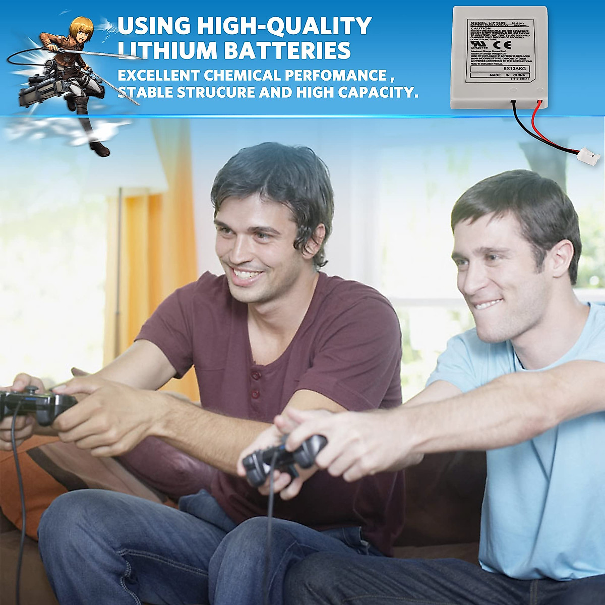 Xahpower 2 Pack PS3 Controller Battery, LIP1359 Replacement Battery for Sony Playstation 3 CECHZC2E CECHZC2U Controller with USB Cable and Tools