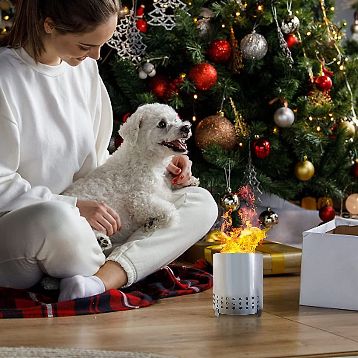 Tabletop Fire Pit,Mini Fire Pit With Stand,Stainless Steel Table Top Fireplace, Wood Burning Fireplaces,Portable Indoor Fire Pit,Fueled By Grain Or Wood,Safe Burning,for Indoor Outdoor Tabletop Fire P