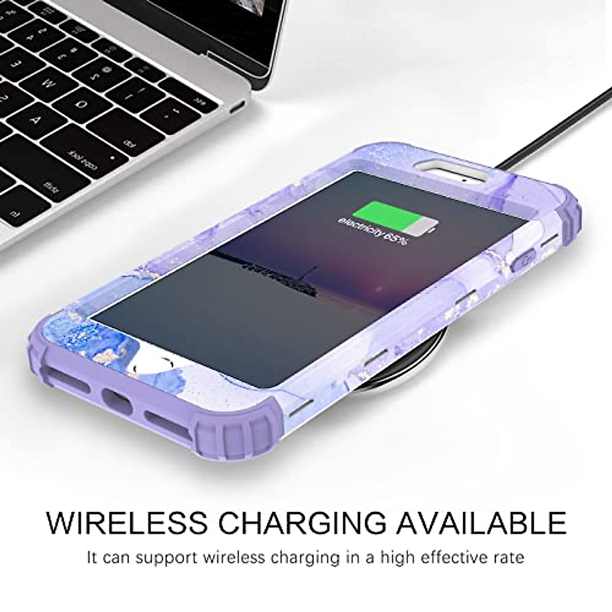 BENTOBEN iPhone 8 Plus/iPhone 7 Plus Case, Phone Case Heavy Duty 3 in 1 Full Body Rugged Shockproof Hybrid Hard PC Bumper Drop Protective Girls Women iPhone 8 Plus/7 Plus Cover, Purple Marble Design