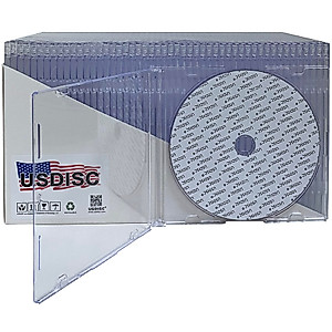 USDISC CD Jewel Cases Slimline 5.2mm, Single 1 Disc, Clear, Pack of 400