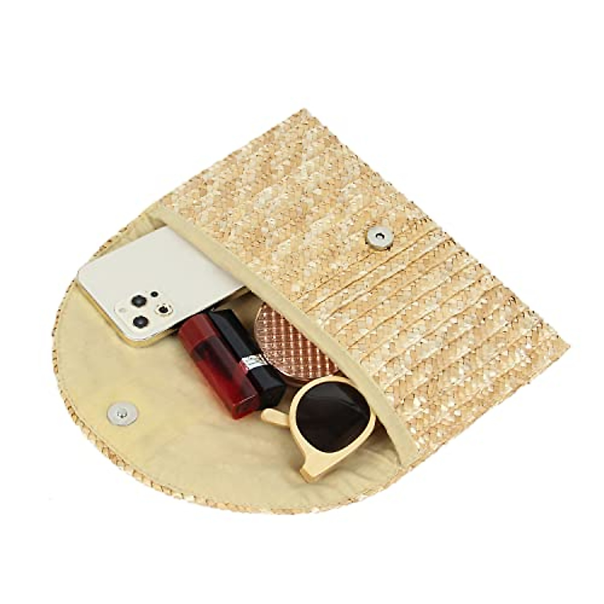 Freie Liebe Straw Clutch Bag for Women Summer Clutch Purses Beach Envelope Woven Handbags with 5PCS Earrings