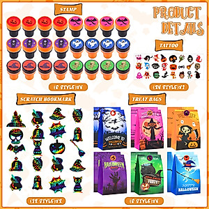Bluegogo 242PCS Halloween Party Favors, 24 Pack Halloween Stationery Party Supplies Gift Set Trick or Treat Gifts for Kids Classroom Prizes Halloween School Supplies Goodie Bag Stuffers Fillers