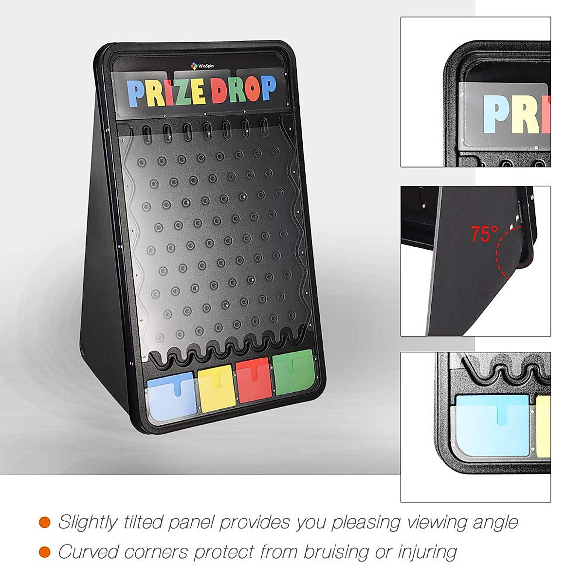 WinSpin 41"x25" Prize Drop Board Foldable Stand Disk Drop Board Game with 12 Playing Pucks for Carnival Tradeshow Party Live Stream