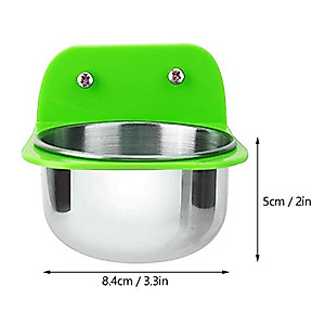Bird Cage Feeder, Stainless Steel Food Water Bowls with Plastic Holder Parrot Feeding Bowls Cup for Macaw African Greys Budgies Parakeet Cockatiels Conure Lovebird Finch(Green)