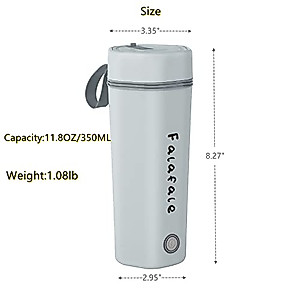 Falafale Compact Travel Electric Kettle, Portable Water Boiler, Heat Water Fast, Small Kettle for Tea Coffee Instant Ramen Automatic Shut off,11.8oz/350ml (Light Grey)