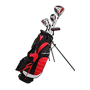 Remarkable Right Handed Junior Golf Club Set for Age 6 to 8 (Height 3'8" to 4'4") Set Includes: Driver (15"), Hybrid Wood (25*), 7, 9 Iron, Putter, Bonus Stand Bag & 2 Headcovers