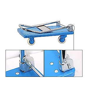 Generic Platform Trucks Platform Truck Silent Push Cart with Metal Handle and Plastic Deck for Luggage Cooler Moving Folding Hand Trolley Swivel Wheels Platform Cart, 440lb(72*46)