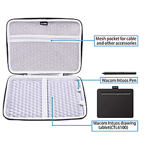 LTGEM Tablet Case for Wacom Intuos Medium Bluetooth Graphics Drawing Tablet fits Model # CTL6100 - Hard Protective Cases for Travel and Home Storage