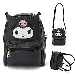 Jeinju Kawaii Backpack Cute PU Bag Shoulder Bag for Girls Anime Mini Backpack Black For Girl Anime Backpack (Black1, One Size)