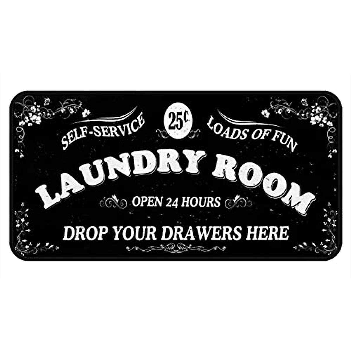 Laundry Room Long Rug Area Rug Non-Slip Floor Mat Waterproof Farmhouse Carpet for Kitchen 40" x 20"(Black-1)