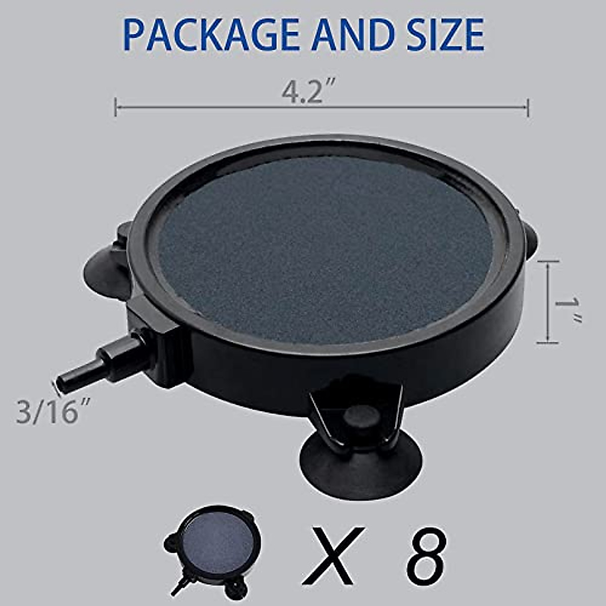 kathson 4.2-Inch Air Stone Disc Bubble Diffuser 8 PCS with Suction Cups Fish Tank Air Pump Round Dissolved Oxygen Airstone Decoration for Hydroponics Pond Aquarium Aquaponics