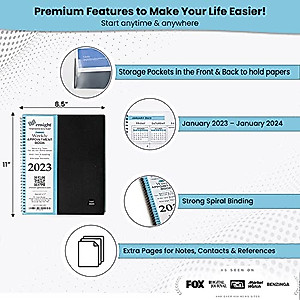 2023 Appointment Book & Planner - Ensight 8.5 x 11 inches, Large Tabbed Daily Hourly Weekly Planner, Calendar and Schedule Book 15-Minute time Slots, Business and Personal Planner (Blue)