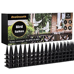 EcoGrowth Bird Spike for Small Birds and Cat, Pigeon Spike for Outside, Critters Fence Spike for Fence, Wall, Roof, Railing - 24 Pack [35.4FT]