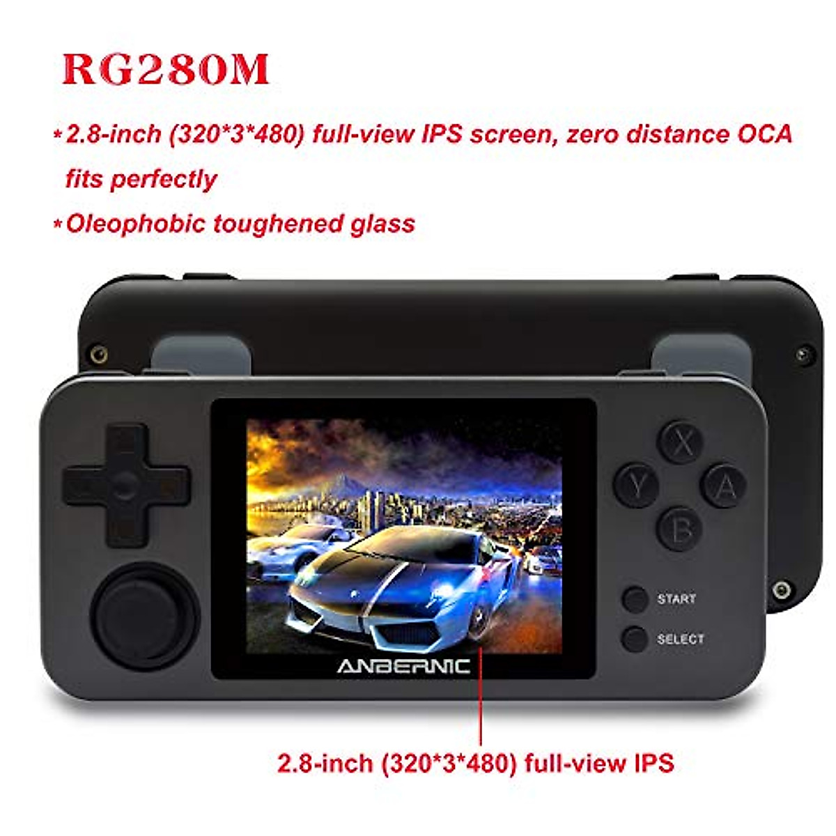 RG280M Handheld Game Console , Retro Game Console OpenDingux Tony System , Free with 32G TF Card Built-in 2500 Classic Game Console 2.8 Inch IPS Screen Portable Video Game Console - Black