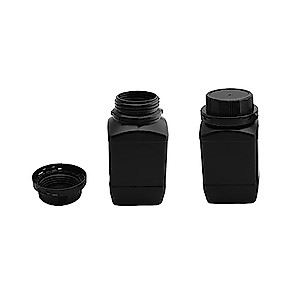 Othmro 2Pcs Plastic Bottles Lab Chemical Reagent Bottles 500ml/17oz Wide Mouth Plastic Containers Liquid/Solid Square Sample Storage Containers Sealing Bottles Black with Anti-theft Cap for food store