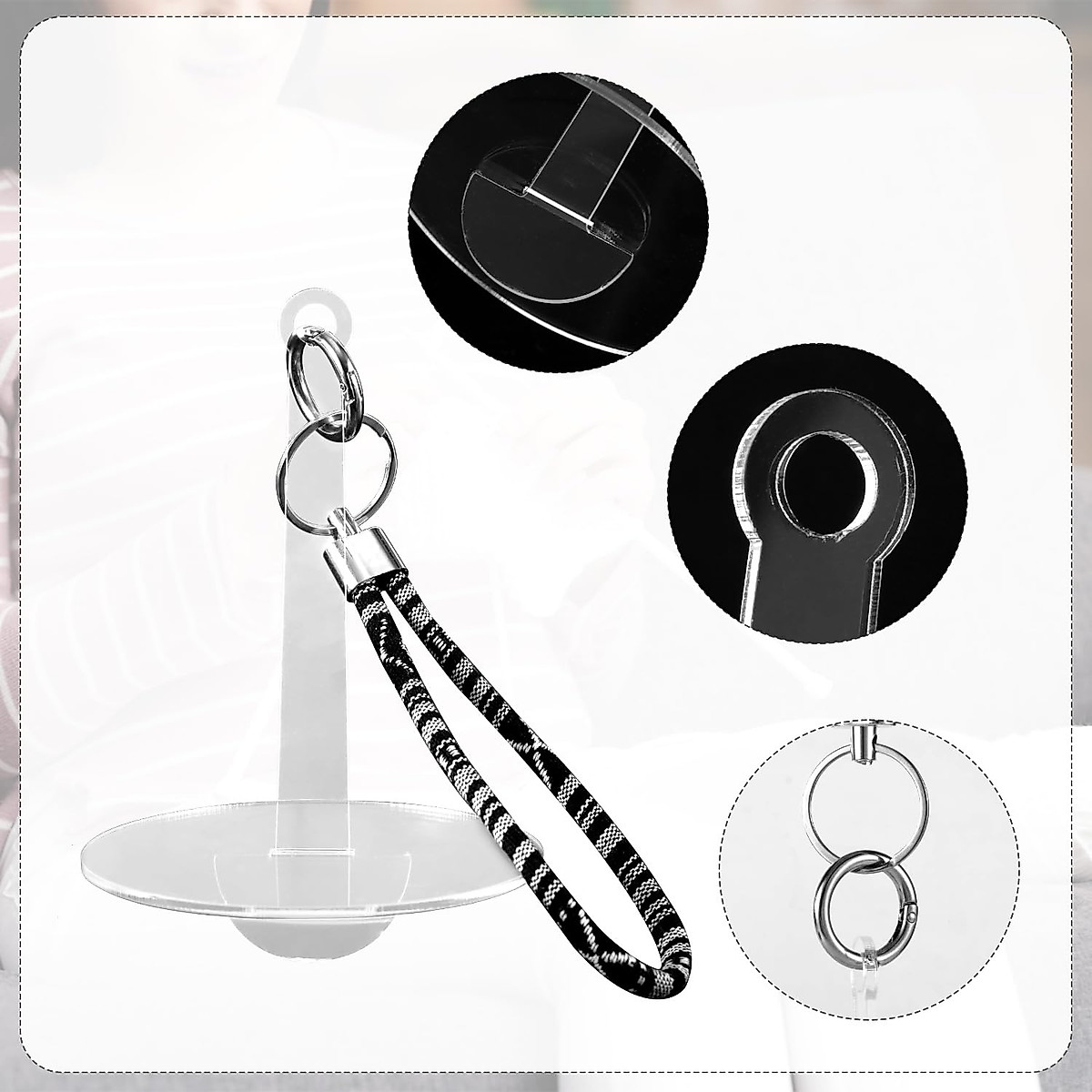 Portable Wrist Yarn Ball Holder with Wrist Strap, Acrylic Wrist Yarn Dispenser Stand & Metal Ring Mini Crochet Yarn Organizer Storage Prevents Tangling & Misalignment for Knitting Supplies