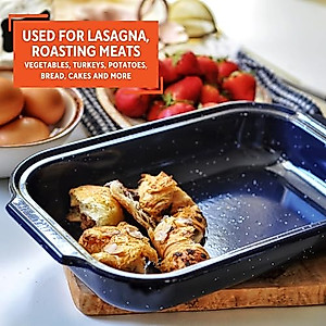 Imusa Traditional Blue Speckled Roaster/Baking Pan 12" x 7.8”