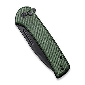 CIVIVI Pocket Knife for EDC, Conspirator Button Lock Folding Knife 3.48" Nitro-V Blade, Green Micarta Handle C21006-2