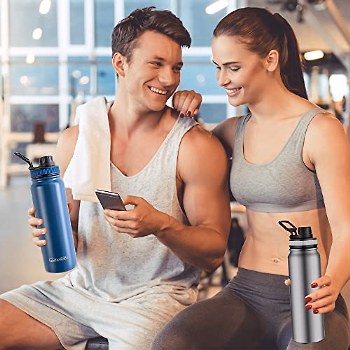 mirabile dictu Vacuum-Insulated Stainless-Steel Water Bottle 27oz - Cold and Hot Drinks Sport Water Bottle with a Handle and a Leakproof Spout Screw Lid, Sweat-Proof Modern Flask with Wide Mouth