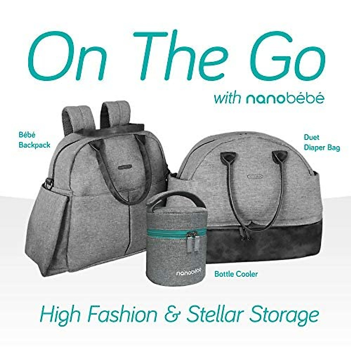 NANOBÉBÉ nanobebe Breastmilk Baby Bottle Cooler & Travel Bag with Ice Pack Included. Compact Triple Insulated, Easily attaches to Stroller or Diaper Bag- Grey