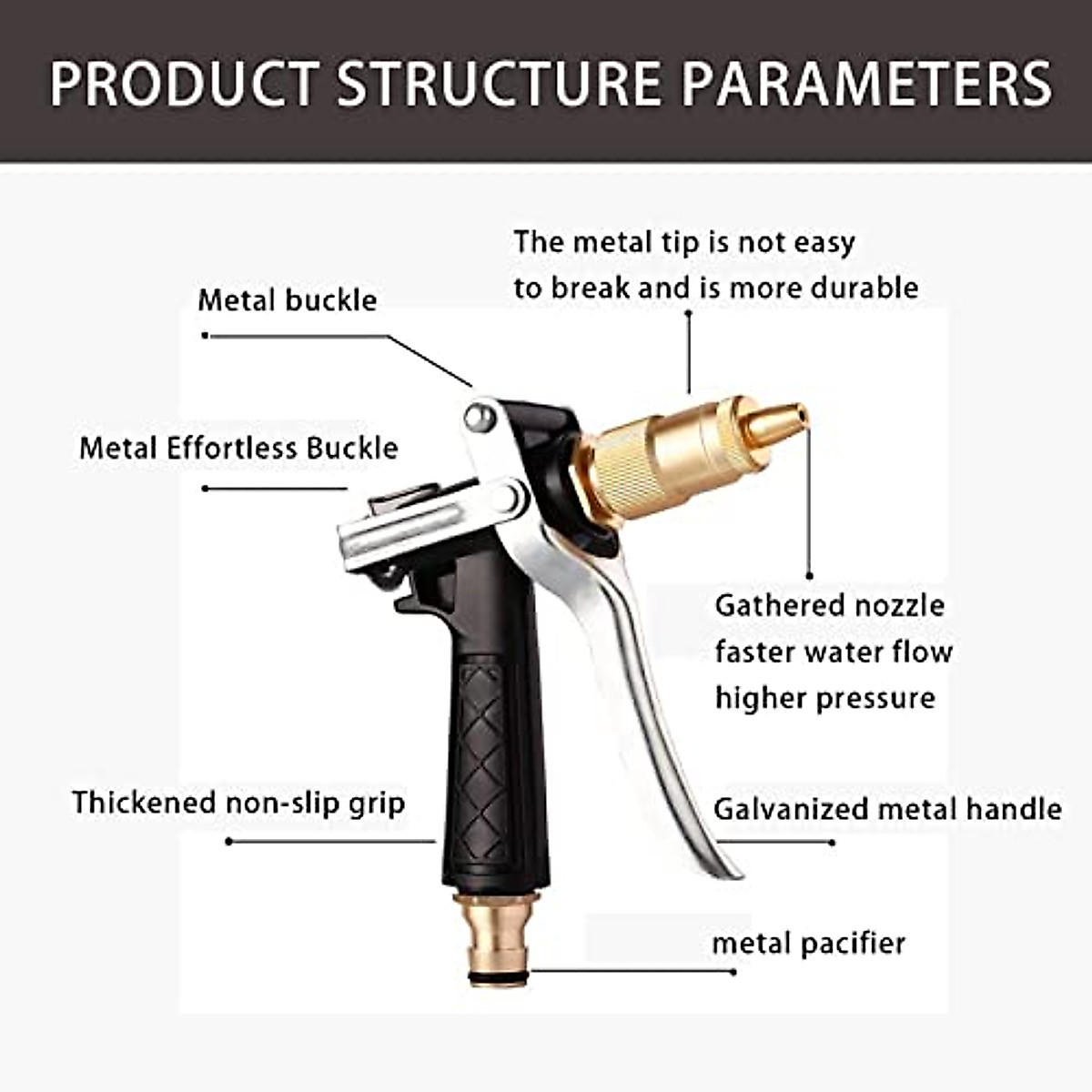 WGTCZY Foam Car Washwith 33ft Garden Hose, Bubble Gun,Car Washing Kitfor Car Washing, Plants Watering and Pets Showering