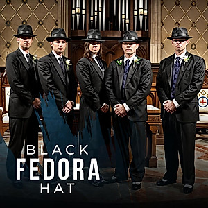 Funny Party Hats Black Fedora Gangster Hat Costume Accessory - Pack of 12