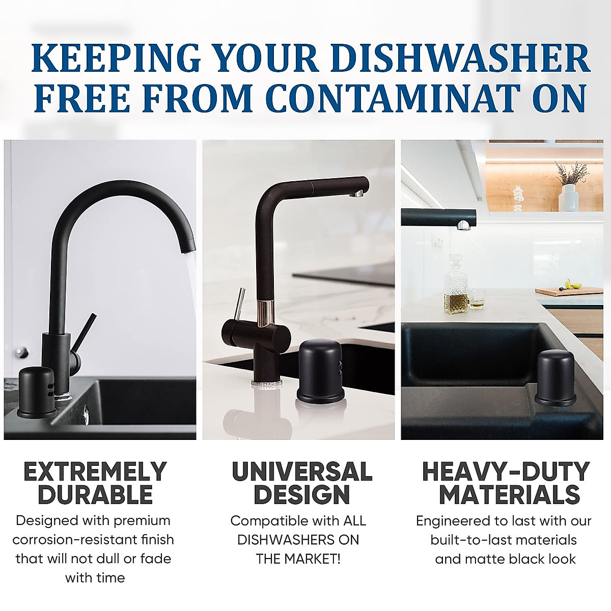 Dishwasher Air Gap Cover Air Gap Cap for Sink Solid Brass Air Gap Cover Replacement Kitchen Air Gap, 1-5/8" Cap Diameter 2-1/4 Cap Height (Matte Black Color)