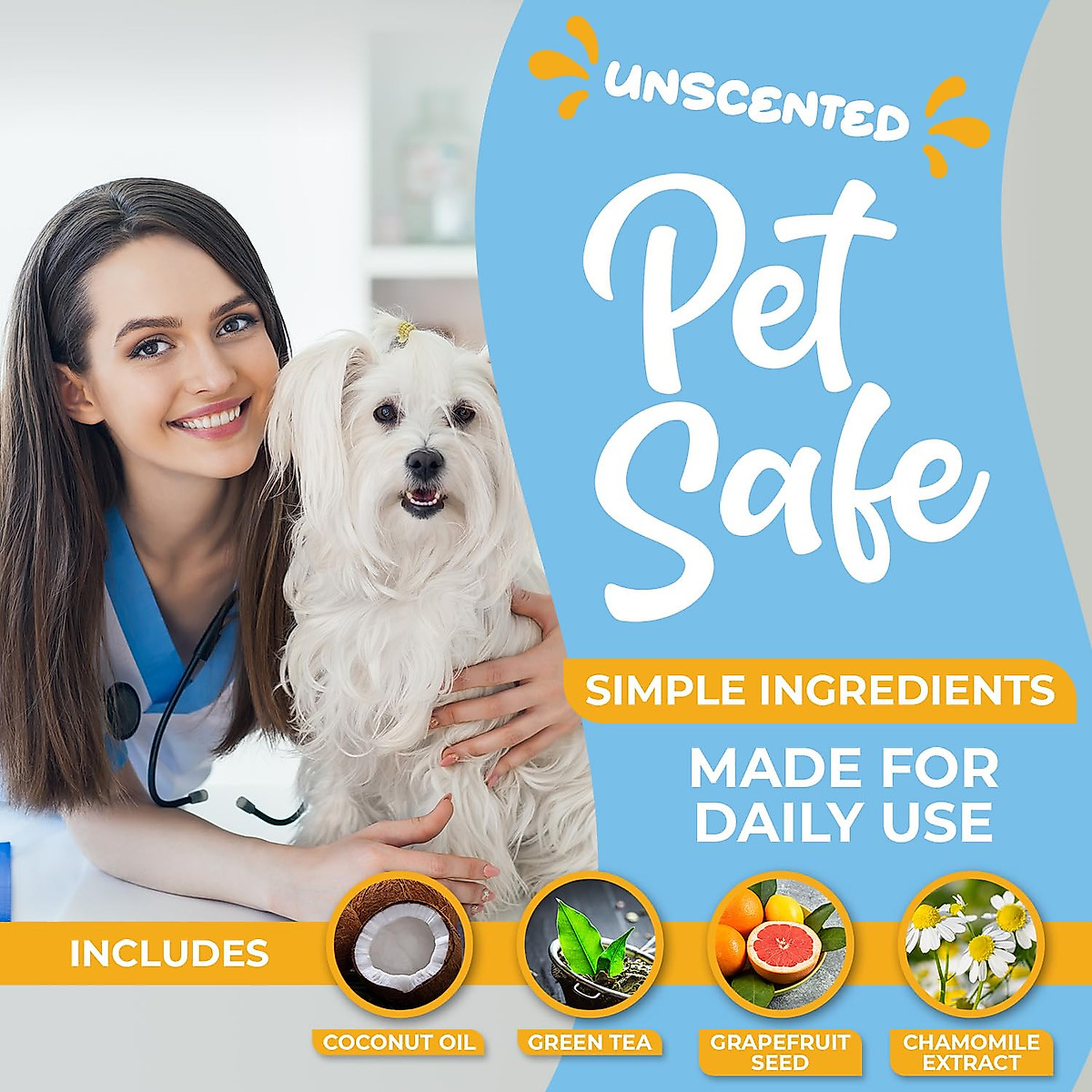 VetWipe Dog Teeth Cleaning Finger Wipes - Easy Cats & Dogs Dental Care Toothbrush and Tooth Brushing Kit, Freshen Bad Breath, Reduces Plaque - 50 Count