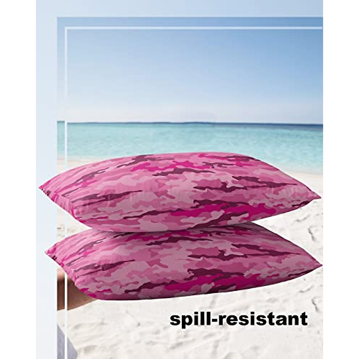 Funnywall88 Waterproof Throw Pillow Covers Set of 2 Camouflage Netting Camo Pink Couch Pillow Cases Outdoor Sofa Cushion Cover Home Decor for Bed Living Room, 20" x 12"