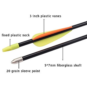 28 Inch Recurve Bow Youth Arrows Target Arrows Archery Practice Fiberglass Arrows for Beginners Kids Women Outdoor (Pack of 12)