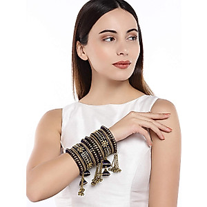 Aheli Wedding Party Designer Velvet Faux Stone Studded Bridal Bangle Set Chuda with Hangings Indian Traditional Ethnic Fashion Jewelry for Women