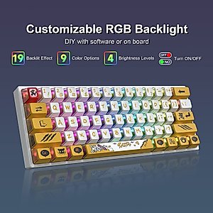 HITIME XVX M61 60% Mechanical Keyboard with Keyboard Travel Case,Wired/2.4G Wireless Gaming Keyboard with Coiled Cable,Hot Swappable Custom Computer Keyboard for Desktop PC/Laptop Mac