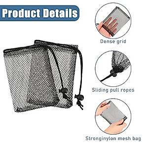 COMNICO Small Mesh Bags, 12Pcs Nylon Storage Bags for Washing Machine Black Mesh Drawstring Bag Portable Travel Stuff Bags with Sliding Drawstring for Travel Sports Storage Toy Outdoor Activities