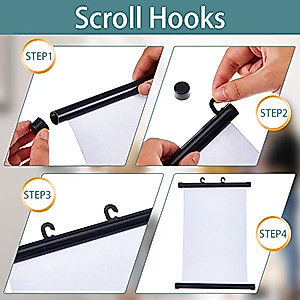 100 Pieces Scroll Hooks Home Decor Wall Poster Scroll Wall Hooks Hanging Hook for Exhibition Decor Office Decor Gallery Decor 1.7 cm/ Per Piece, Black