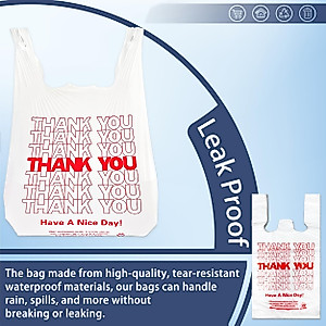 YoYoRain White Thank you T shirt bag, Grocery shopping bag Reusable and Disposable Supermarket Bag 11''x6''x21'' 100PCS