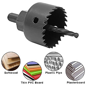 Aracombie 4PCS 1-1/4 Inch to 2-1/8 Inch Hole Saw Kit for Wood, 1.2 Inch Cutting Depth Hole Cutter Drill Bit with Mandrel, Round Hole Saw Set for Cornhole Boards Plastic Drywall Soft Metal (Black)