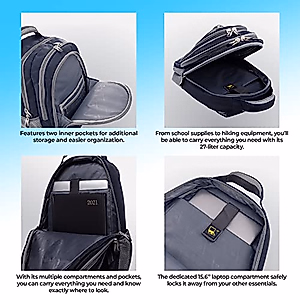 Volkano Orthopedic Series Airflow Ventilation Laptop Backpack with Padded Back, Ergonomic Backpack With Laptop Compartment 15.6" Sleeve, Sturdy Travel Backpack, for Work or School, Navy/Gray