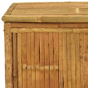 TIFITGO Asomie Patio Storage Box 43.3"x20.5"x21.7" Bamboo Indoor stockage bin home chest house tank Outdoor Furniture Outdoor Storage Boxes US Stock Fast Shipment White