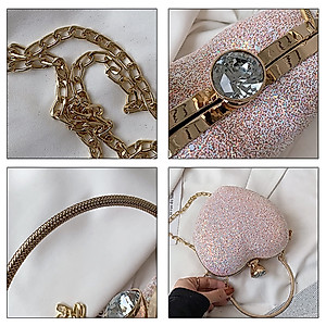 Reberomantic Heart Shaped Evening Purse Velvet Clutch Purse Solid Evening Bag, T-Pink