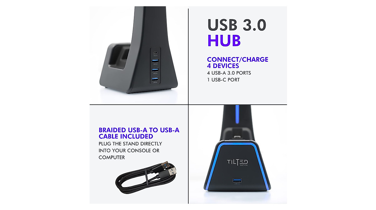 Tilted Nation 3-in-1 Gaming Headset & Controller Stand