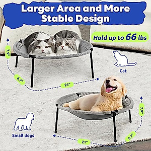 POMESEA Cat Hammock Bed, Glow in The Dark Pet Elevated Bed for Indoor Cats and Small Dogs, Easy to Assemble Cat Sleeping Bed, Free-Standing Washable Pet Beds Supplies (Black)