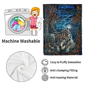 VODRM Birthday Gifts,Unique Best Gift Blanket 60x80in for Daughter Son,Wolf and Moon Blankets,Ideas for Boys Nephew Girls Niece Lightweight Throw,Happy Festival Party Room Decor