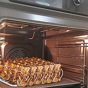 Large Rib Rack for Smoking - 6 Slots Rib Racks for Grilling - Easy to Use and Clean BBQ Rib Rack for Grill - Premium Durable Rib Rack Stainless Steel