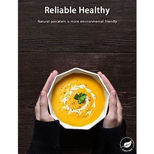 DELLING 22 Oz Geometric Cereal Bowls, White Soup Bowls Dessert/Snack Bowls Set for Rice Pasta Salad Oatmeal, Microwave/Dishwasher/Oven Safe Set of 4