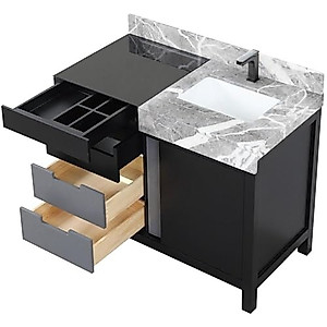 Lexora Home Zilara 42" Single Marble Top Bathroom Vanity with Gun Metal Faucet