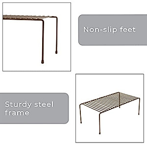 Smart Design Classic Storage Shelf – Large (8.5 x 16 in.), Bronze – Sturdy Steel Pantry Organizer with Rust-Resistant Finish and Non-Slip Feet for Easy Home Organization and Storage