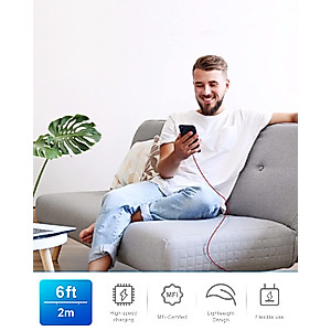 4 Pack [Apple MFi Certified] Apple Charging Cables 6ft, iPhone Chargers, Lightning Fast iPhone Charging Cord for iPhone 12/11/11Pro/11Max/ X/XS/XR/XS Max/8/7, ipad(White) (4pack(6ft), Red, 4)