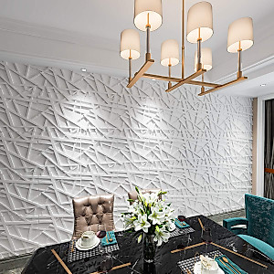 Art3d 19.7" x 19.7" (Pack Of 12) Wall Panel Stripes , White