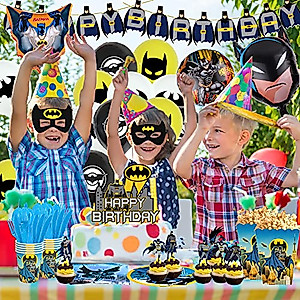 Superhero birthday party supplies decorations for boys and girls with pennants tableware balloons theme masks for boys and girls birthday