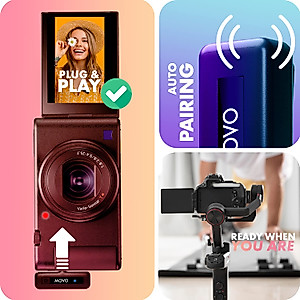 Movo Mini-Duo Wireless Microphones for Cameras, Wireless Camera Mini Mic - 3.5mm Lapel Microhone for Sony, Canon, and Nikon DSLR - 2.4Ghz Transmitter
